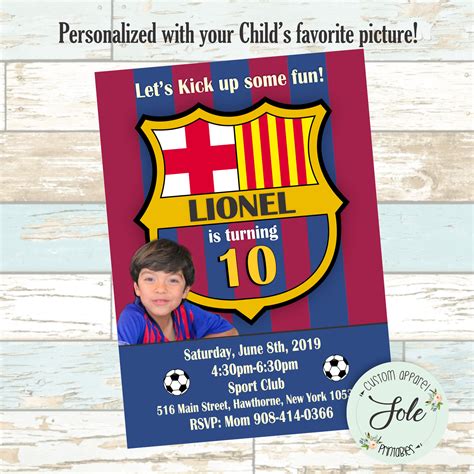 Invitación de cumpleaños del FC Barcelona Barça Invitación de Messi