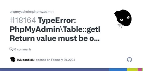 typeerror phpmyadmin table getlastmessage return value must be of type string bool