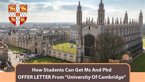 University Of Cambridge Ms And Phd Offer Letter