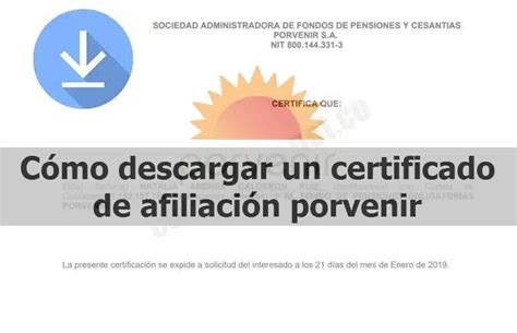 Cómo descargar un certificado de afiliación porvenir 2024