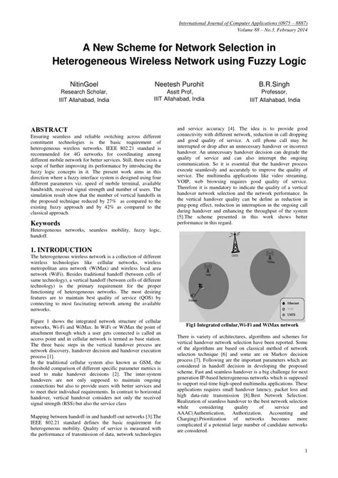 pdf a new scheme for network selection in heterogeneous wireless network using fuzzy logic