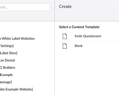 select a content template appears when creating a document templates partial views and