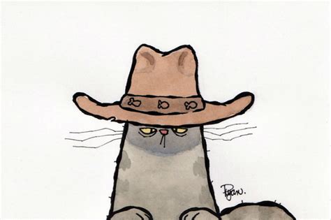 Cartoon Cat In A Cowboy Hat Ryan Reid Illustration Design