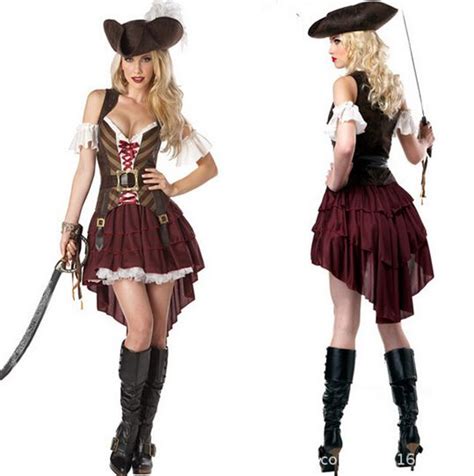 Women Pirates Of The Caribbean Costumes Female Pirate Cosplay Womens Halloween Costume Co92
