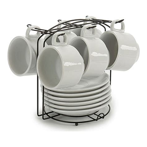 Juego de Tazas de Café Blanco Porcelana Blanca 220 ml 6 Piezas 17