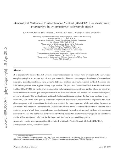 generalized multiscale finite element me pdf pdf linear elasticity finite element method