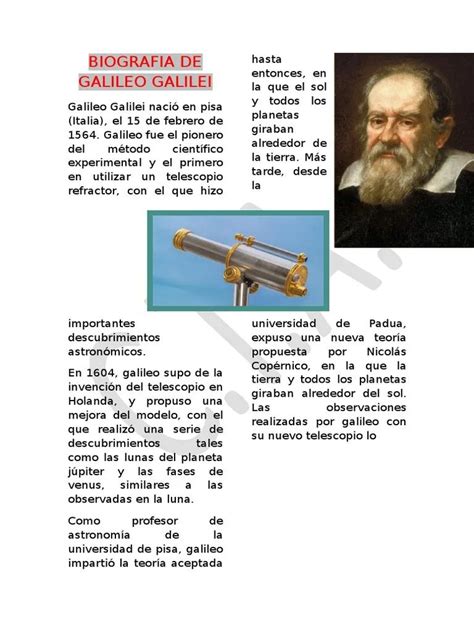 Teoría De Galileo Galilei Descubrimientos Astronómicos Y Lucha Contra