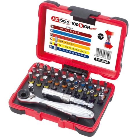 Coffret de 30 embouts de vissage 1 4 à code couleur TORSIONpower KS