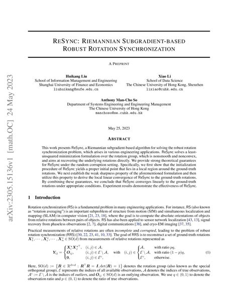 resync riemannian subgradient based robust rotation synchronization deepai