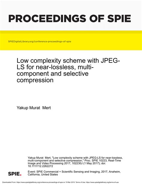 pdf low complexity scheme with jpeg ls for near lossless multi component and selective