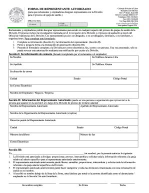 Fillable Online Colorado Forma De Representante Autorizado Colorado