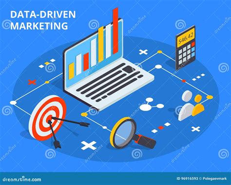 Data Driven Marketing Concept In Isometric Design Business Grow Stock