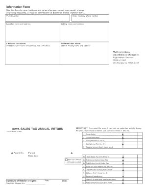 Fillable Online IOWA SALES TAX ANNUAL RETURN Information Form