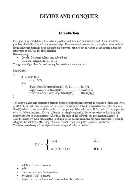 divide and conquer pdf mathematical concepts teaching mathematics
