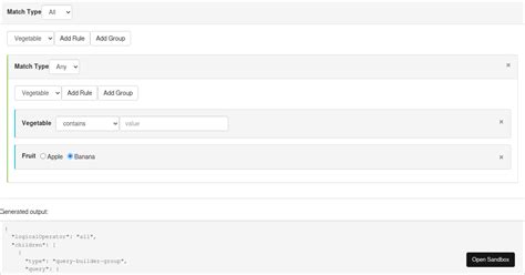 Vue Query Builder Demo Codesandbox