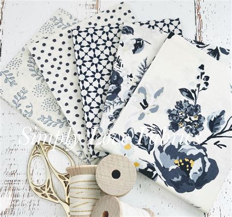 Gingham Foundry Fat Quarter Bundle 5 Navy Fabrics By My Minds Eye For