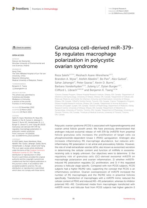 PDF Granulosa Cell Derived MiR 379 5p Regulates Macrophage