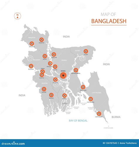 Bangladesh Map With Administrative Divisions Stock Vector