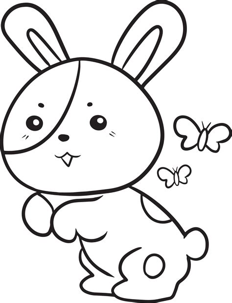 Rabbit Doodle Cartoon Kawaii Anime Cute Coloring Page 10504583 Vector