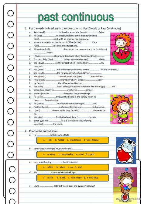 PAST SIMPLE PAST CONTINUOUS English ESL Worksheets Pdf Doc