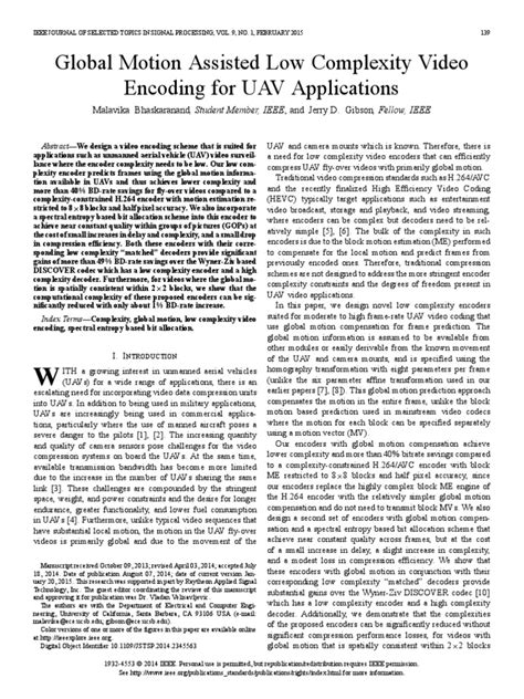 global motion assisted low complexity video encoding for uav applications pdf data