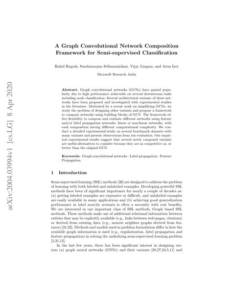 pdf a graph convolutional network composition framework for semi supervised classification
