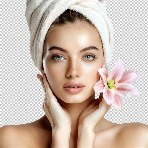 Premium PSD A Woman With A Towel Wrapped Around Her Head With A Towel