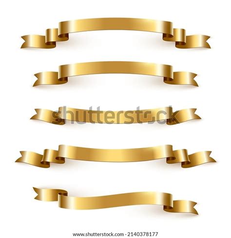 Gold Ribbon Banner Vector Illustrations Set Stock Vector Royalty Free