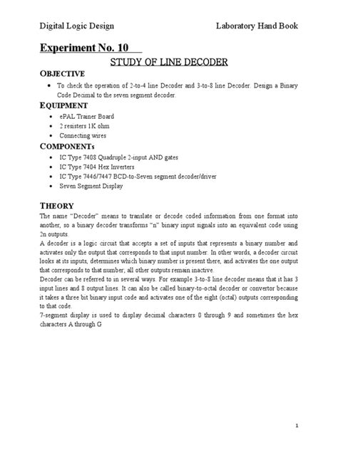 digital logic design exp no 10 pdf logic gate binary coded decimal