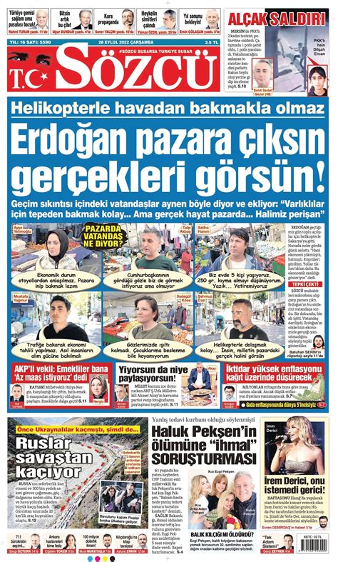 Sözcü Gazetesi 28 Eylül 2022 Çarşamba Günü Manşeti
