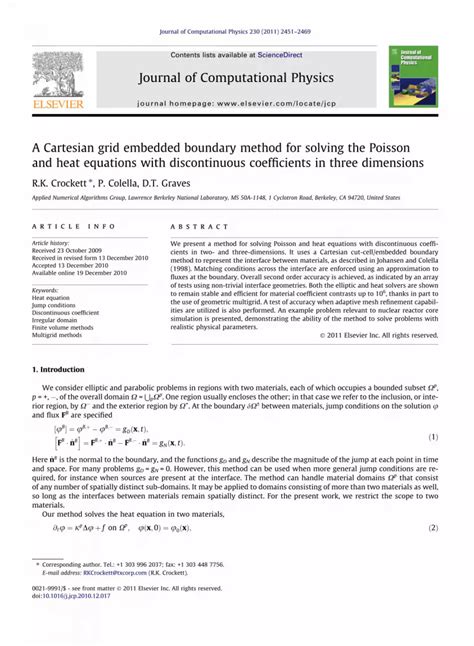 pdf a cartesian grid embedded boundary method for solving the poisson and heat equations with
