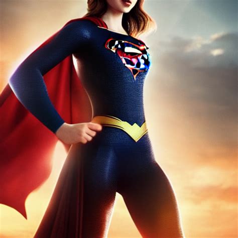 Krea Ai A Potrait Of Lily Collins As Supergirl With Man Of