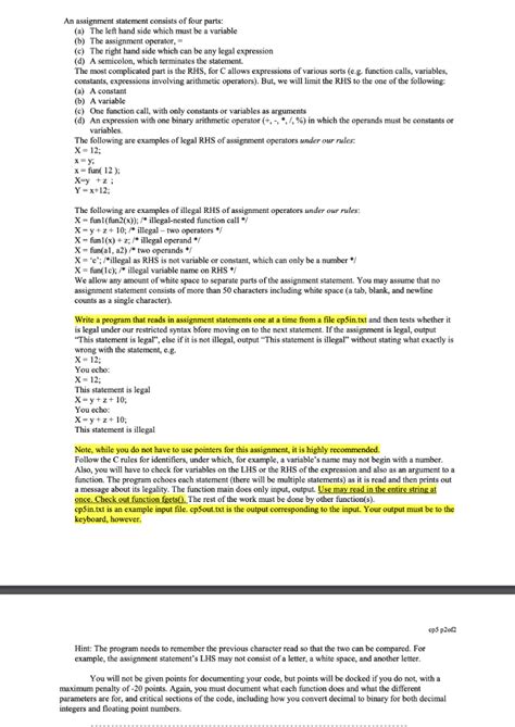 Solved Assignment Statement Consists Four Parts Left Hand Side Must