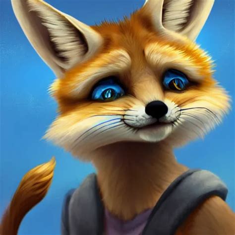 Furry Art Of A Small Fennec Fox Character With Long Stable Diffusion