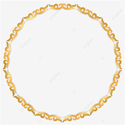 Aesthetic Golden Circle Frame Circle Golden Decoration PNG