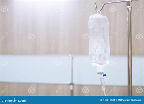 Iv Saline Bag Infusion Set And Bottle On A Pole Stock Photo Image Of