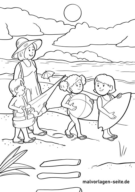 Malvorlage Sommer Am Strand Ausmalbild Kostenlos Herunterladen