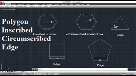 polygon in autocad inscribed in circle circumscribed about circle edge youtube