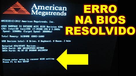 Erro F Na Bios Please Enter Setup To Recover Bios Setting Como