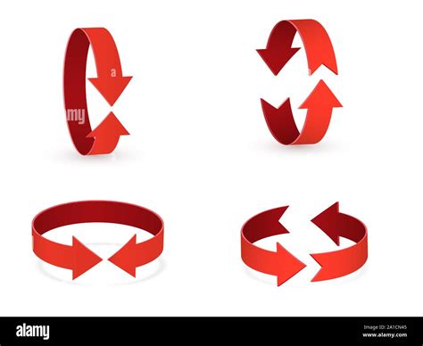 D Rotation Sign Red Icon Rotation Arrows Sign Stock Vector Image