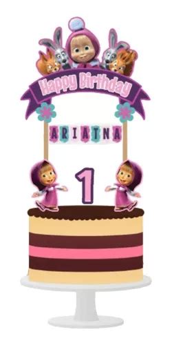 Cake Topper Masha Y El Oso Adorno Para Tortas Personalizado Cuotas