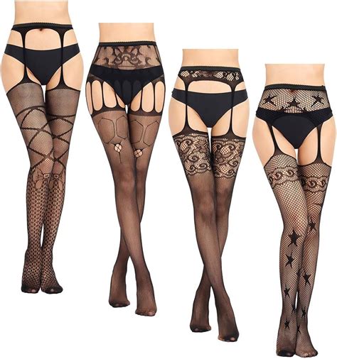 4 paires Sexy Ladies jarretelle Bas Sexy Résille Bas Dentelle Stockings