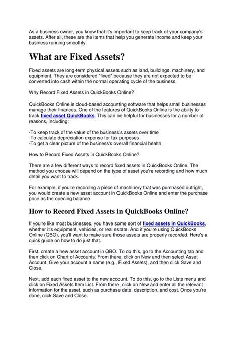 PPT How To Record Fixed Assets In QuickBooks Online PowerPoint