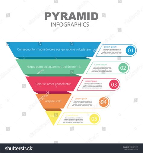 Pyramid Infographics Funnel Pyramid 5 Charts Stock Vector Royalty Free
