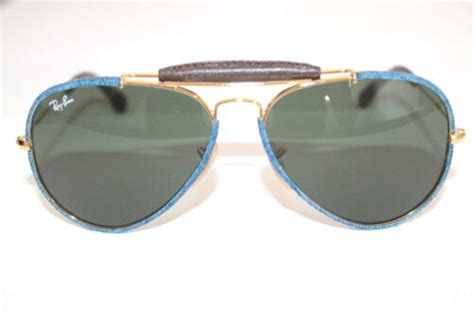 RAY BAN AVIATOR SUNGLASSES RB3422Q 919431 GOLD BLUE JEANS FRAME W GEEN