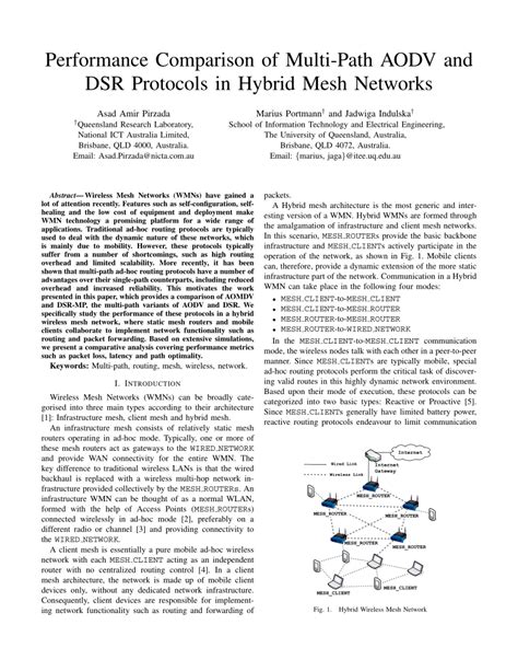 pdf performance comparison of multi path aodv and dsr protocols in hybrid mesh networks