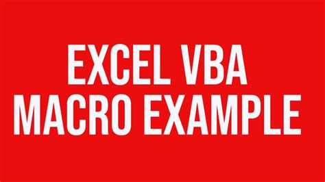 excel vba macro example youtube