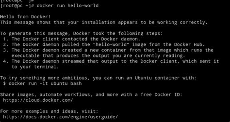 run hello world container on docker engine