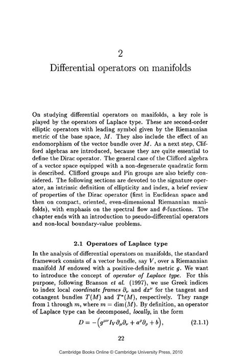 differential operators on manifolds chapter 2 dirac operators and spectral geometry