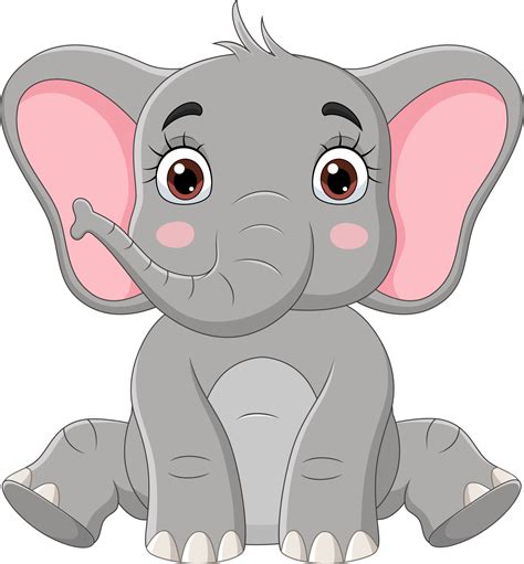 Lindo Elefante Peque O Sentado De Dibujos Animados Vector En